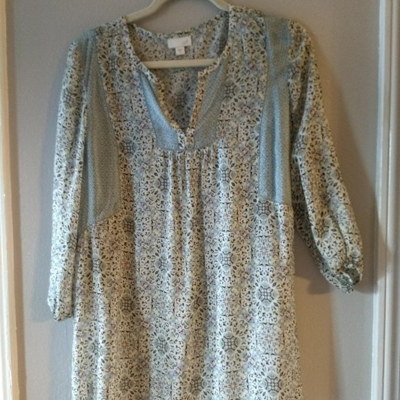 J. Jill | Tops | J Jill Bluewhite Diamond Print Tunic Blouse Soft ...